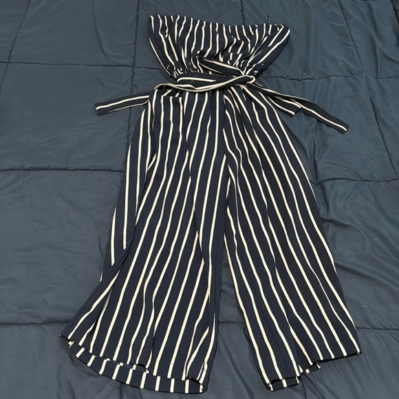 Forever 21 | Pants & Jumpsuits | Reverse Blue And White Striped Jumper ...